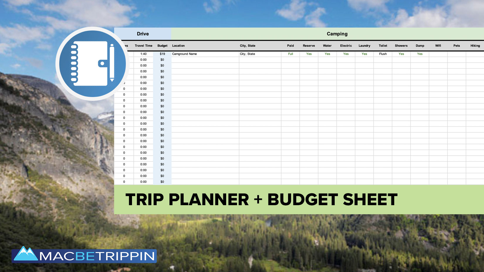 Free Camping Trip Planner and Budget Sheet – #macbetrippin